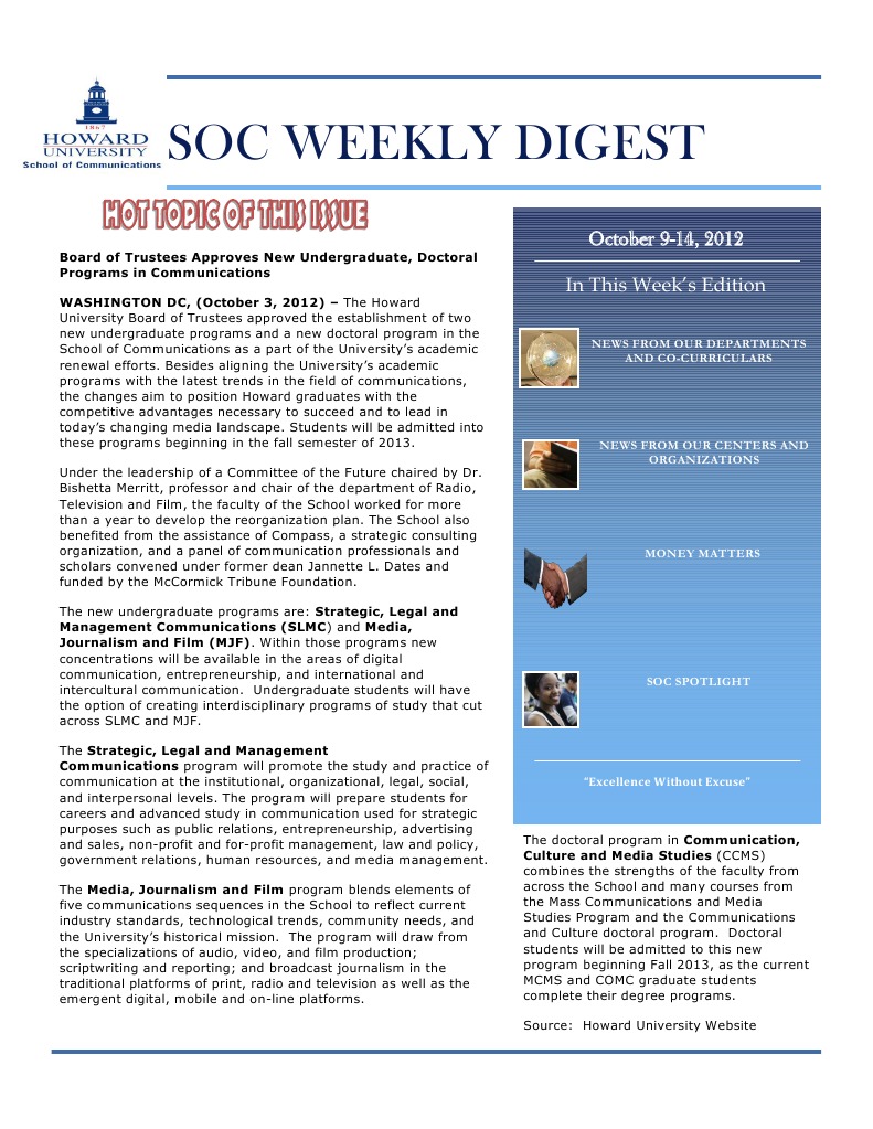 Soc Weekly Digest: October 9-14, 2012 in This Week's Edition | PDF ...