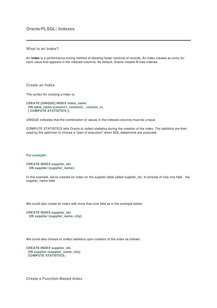 Oracle Warehouse Creation - Indexes | PDF | Database Index | Sql