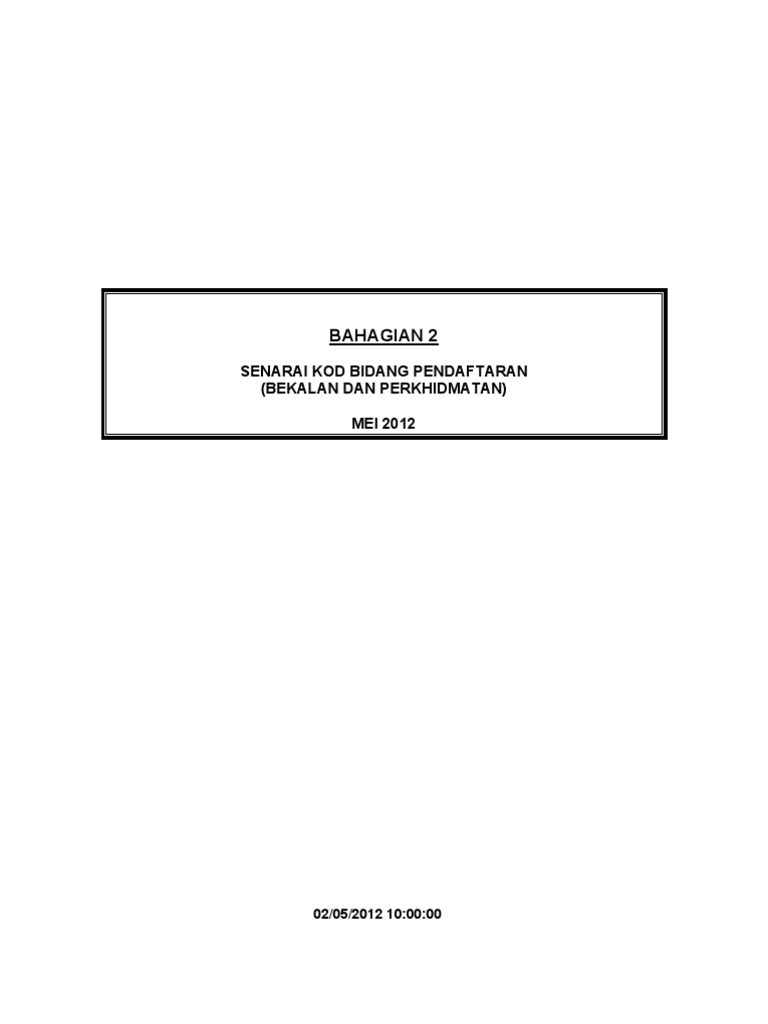 Kod Bidang Baru MOF | PDF