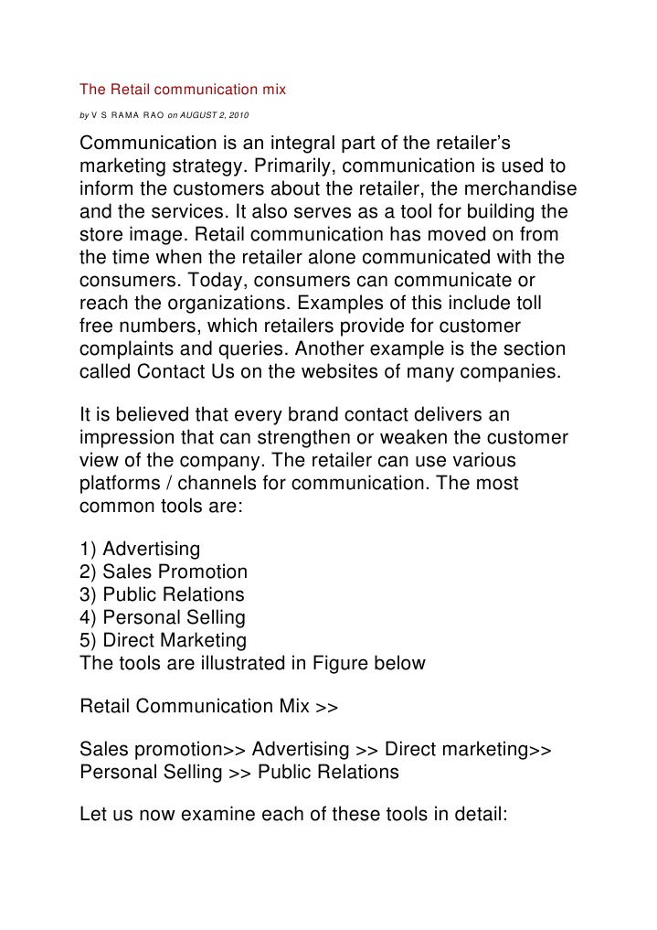 The Retail Communication Mix | PDF | Retail | Advertising