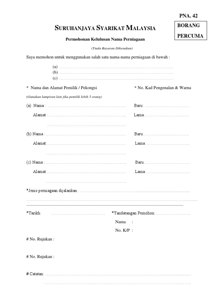 Borang-PNA42 SSM Daftar Syarikat Perkongsian | PDF | Karier & Perkembangan