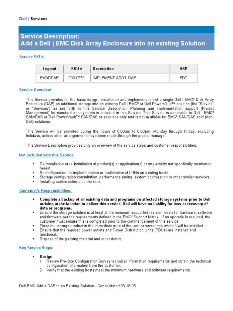 Sow Dell-EMC Add DAE Host Sol Consol | PDF | Dell | Computer Hardware