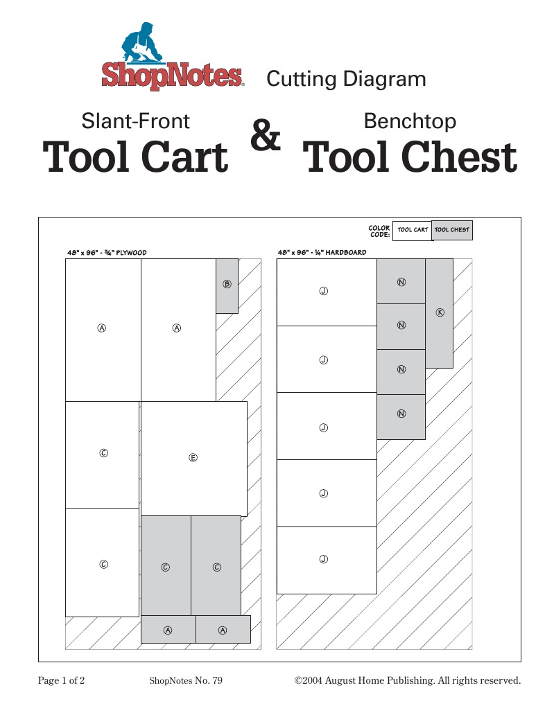 79 - Cutting Diagrams - Slant-Front & Benchtop Tool Cart | PDF