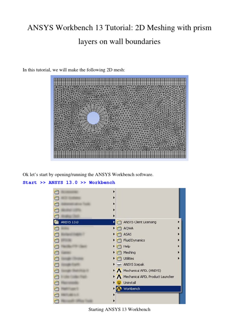 ANSYS Workbench 13 Tutorial - 2D Meshing With Prism Layers (Or Boundary ...