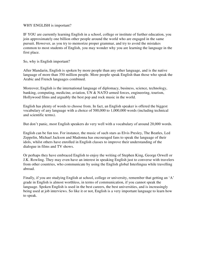 WHY ENGLISH Is Important | PDF | English Language | News