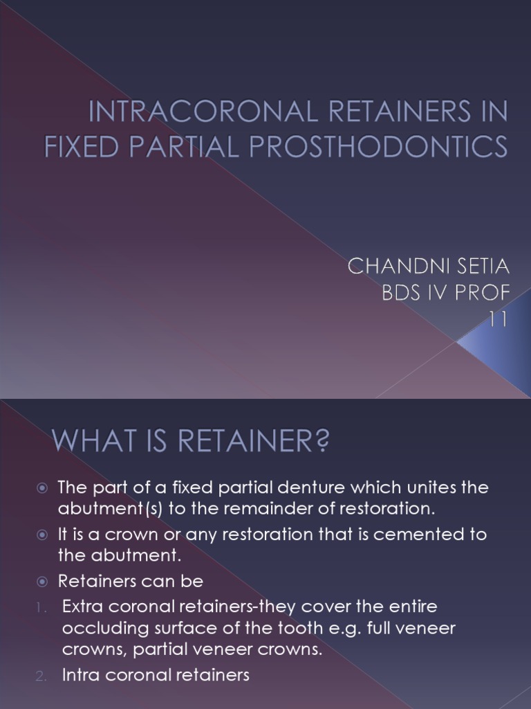 Intracoronal and Extracoronal Restorations | PDF | Mouth | Dentistry