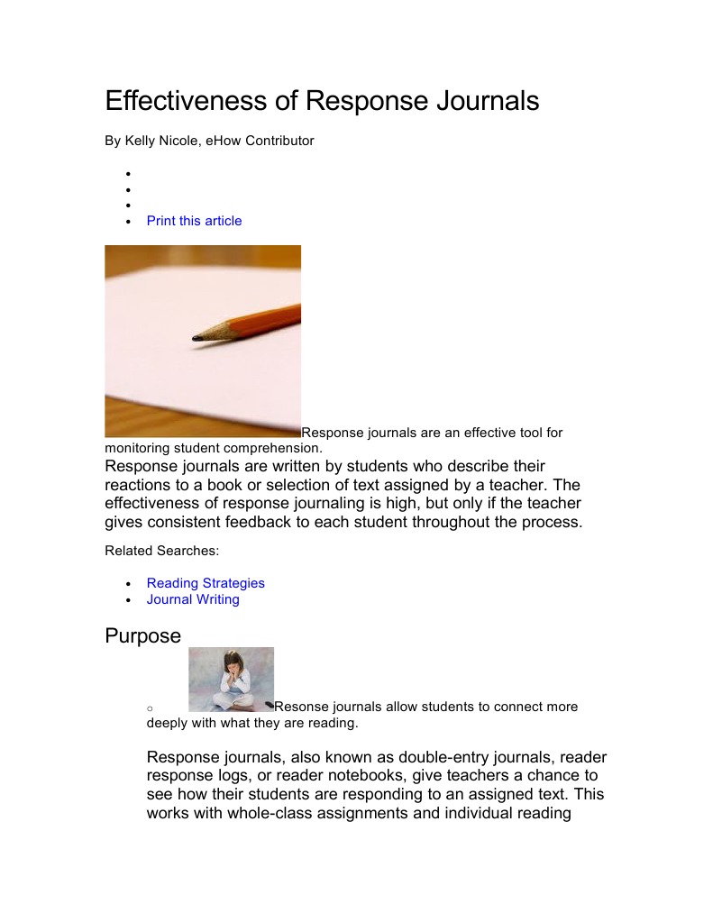 Effectiveness of Response Journals | PDF | English As A Second Or ...