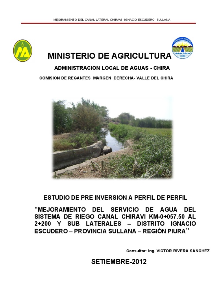 Modificado Perfil Chiravi Def Ago 2012 | PDF | Riego | Agricultura