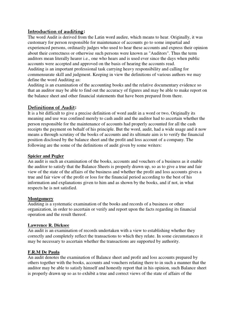 Introduction of Auditing | Audit | Accounting | Free 30-day Trial | Scribd