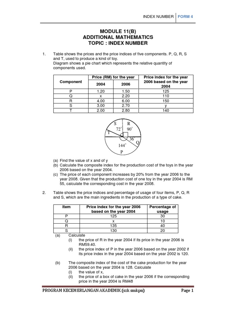 Module 11 (B) Add Math - Index Number | PDF | Price Indices | Index ...