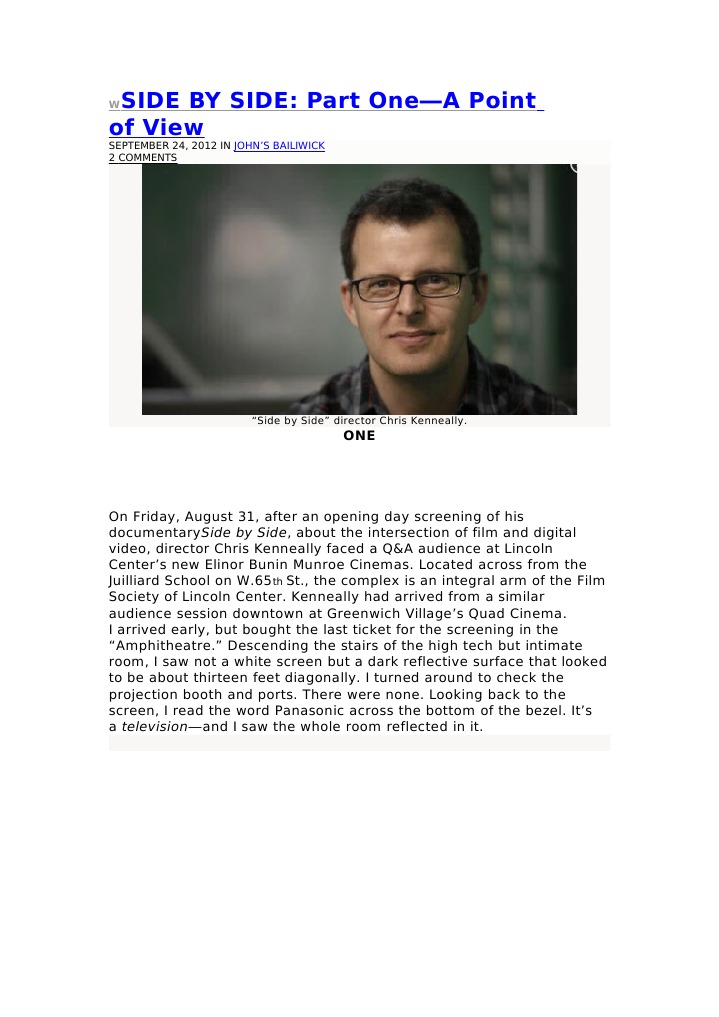 Side by Side by Chris Kennelly | PDF | Cinematography | Camera