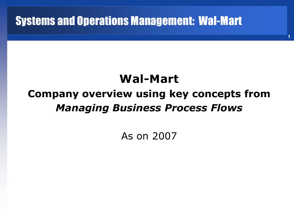 Systems and Operations Management: Wal-Mart | PDF | Walmart | Inventory
