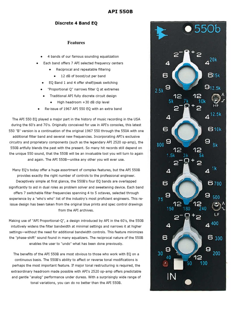 Api 550B | Download Free PDF | Equalization (Audio) | Information And ...