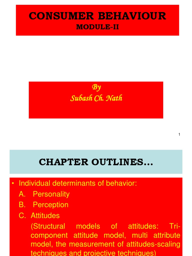 CONSUMER BEHAVIOUR MODULE-II | PDF | Attitude (Psychology) | Id