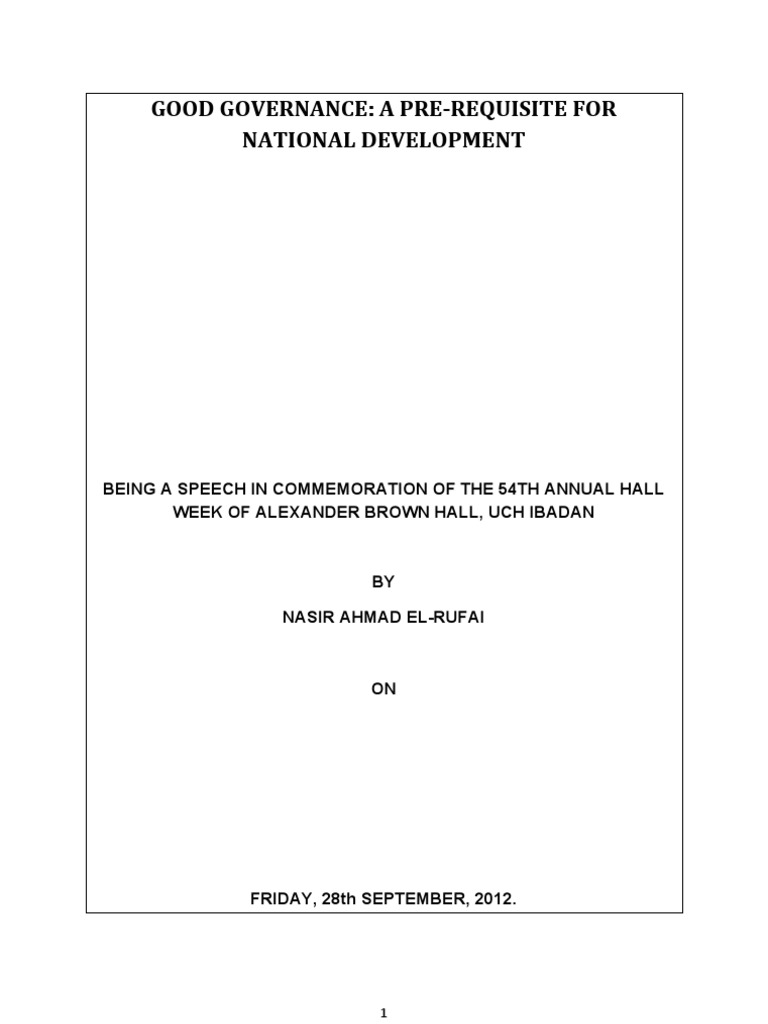 Good Governance for National Development | PDF | Governance ...
