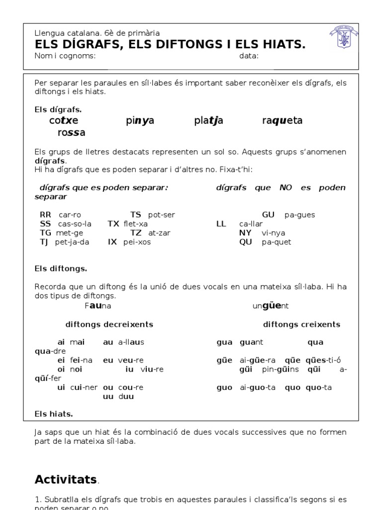 Dígrafs, Diftongs I Hiats | PDF