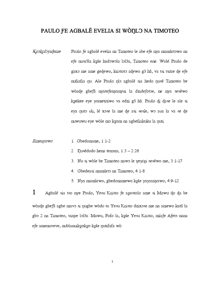 "Paulo's Letter to Timoteo: Insights" | PDF