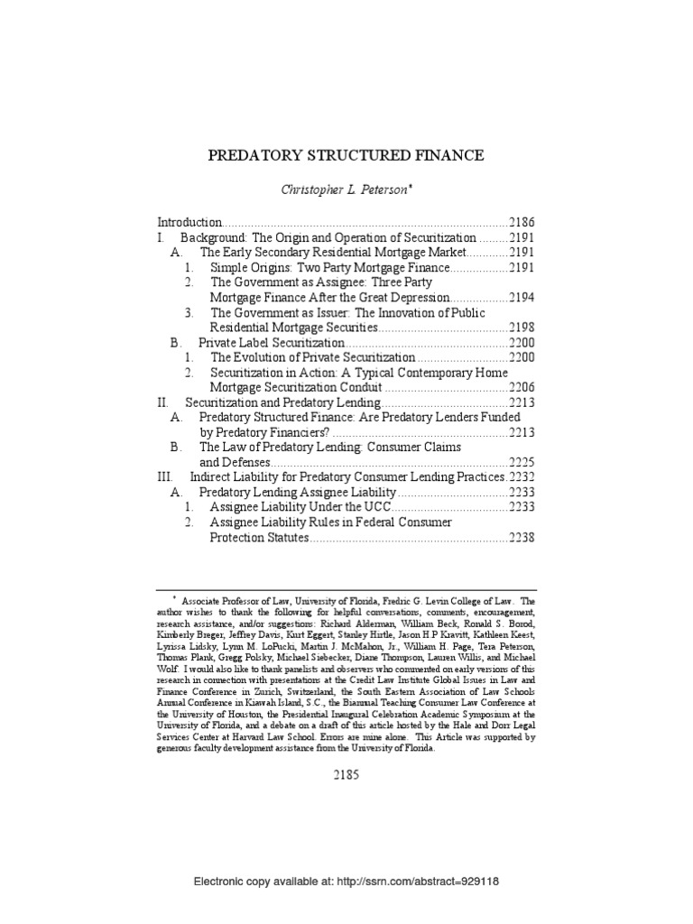 Predatory Structured Finance | PDF | Fannie Mae | Freddie Mac