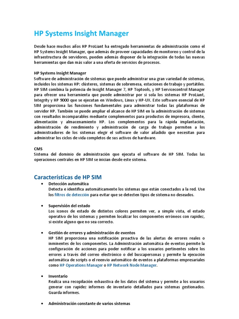 Gestión integral de servidores HP a través de HP Systems Insight ...