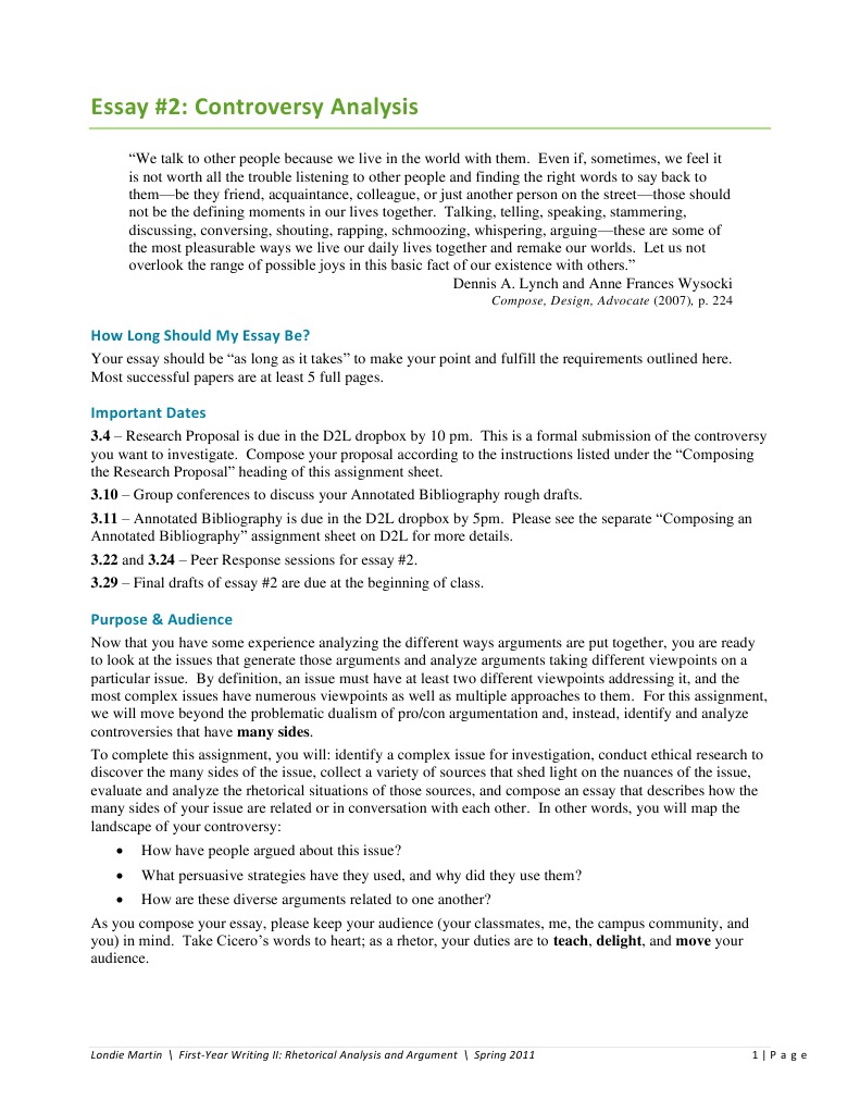 Essay 2 - Controversy Analysis | PDF | Essays | Rhetoric