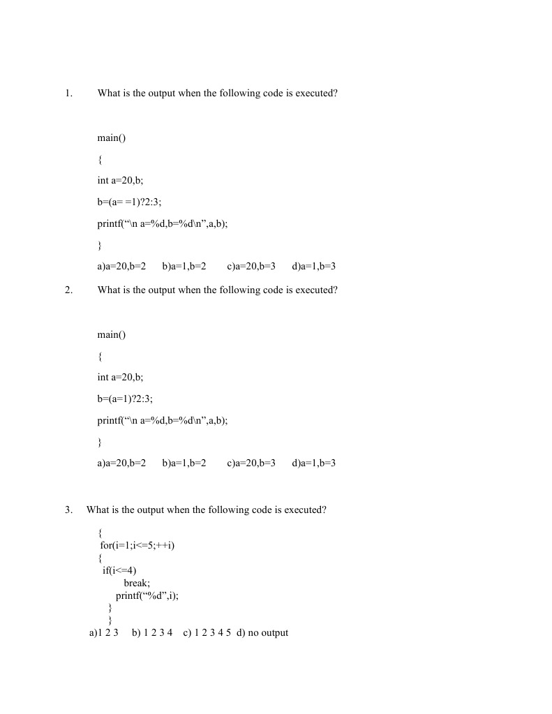 C Language Quiz Questions | PDF | Control Flow | C (Programming Language)