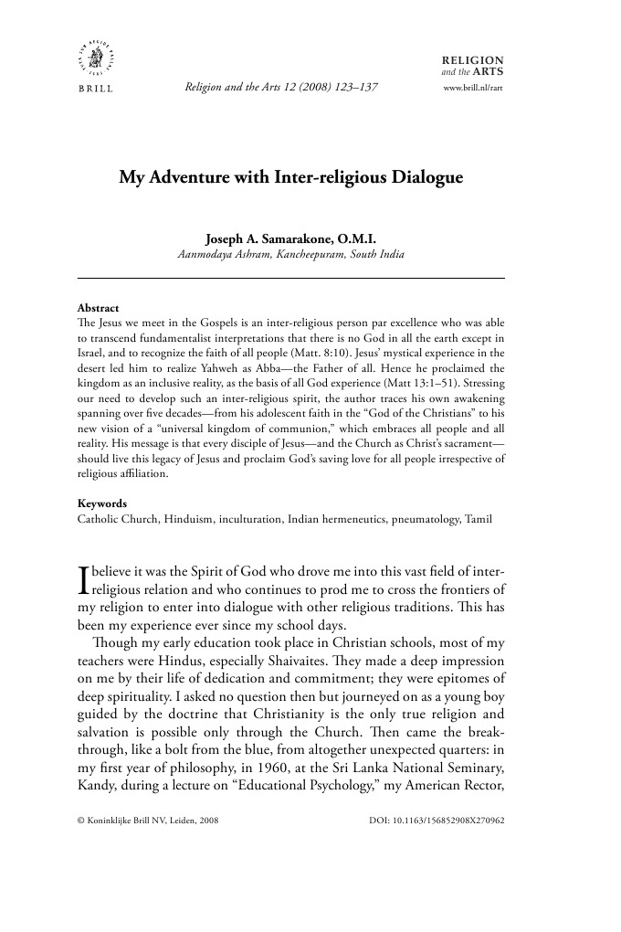 My Adventure With Inter-Religious Dialogue | Download Free PDF | Jesus ...
