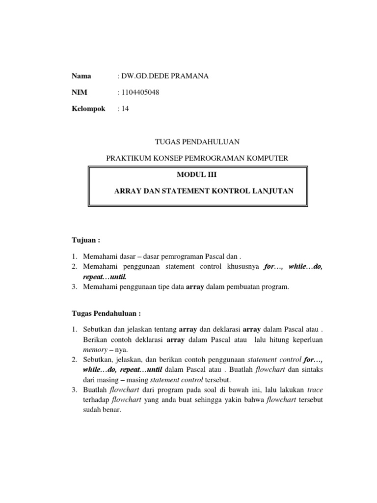 Tugas Pendahuluan Modul III | PDF Tugas Pendahuluan Modul III | PDF