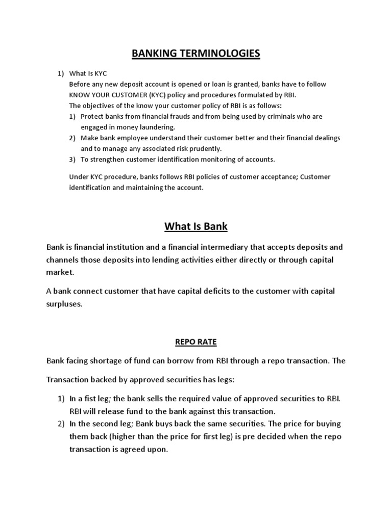 Key Retail Banking Terminologies | PDF