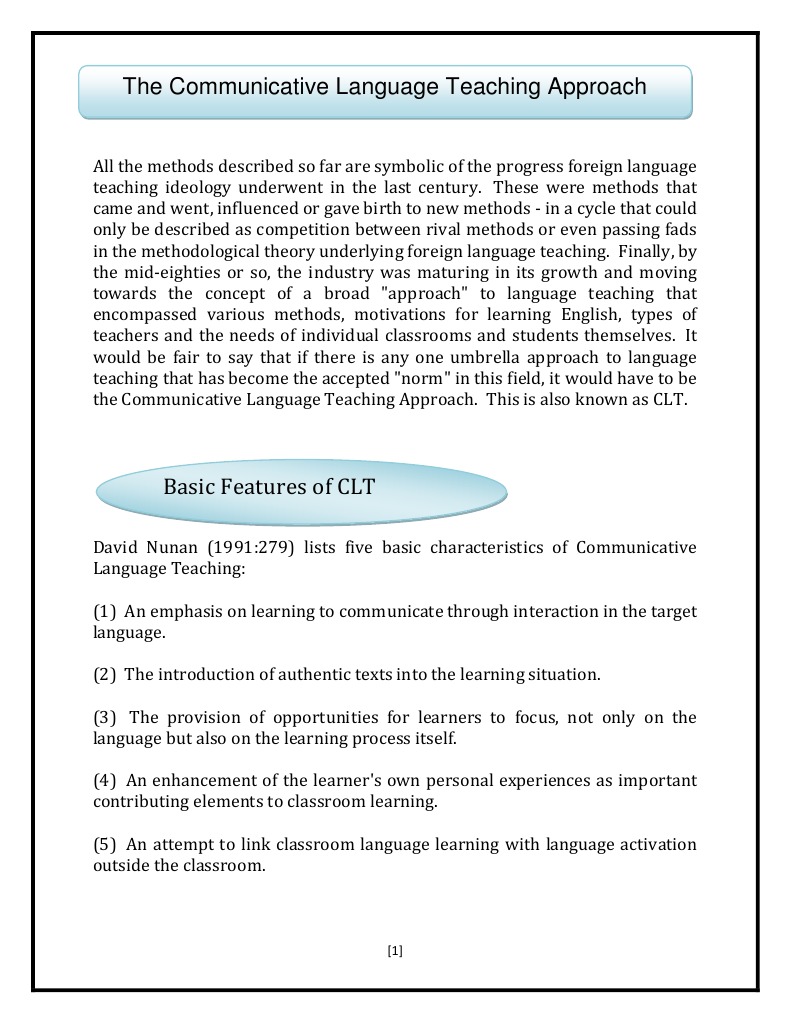 The Communicative Language Teaching Approach | PDF | Language Education | Linguistics