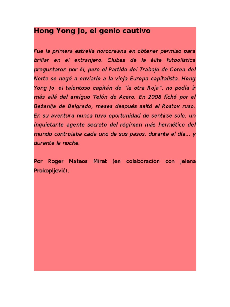 Hong Yong Jo, El Genio Cautivo | PDF | Corea del Norte | Política mundial
