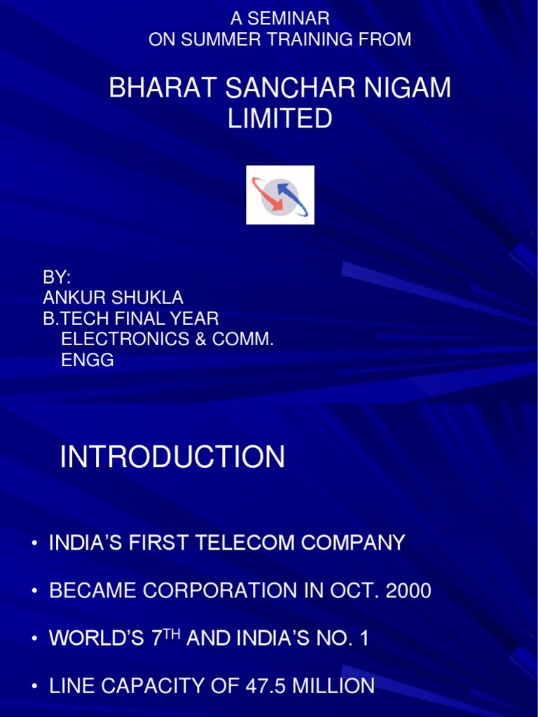 BSNL Summer Training Seminar Overview | PDF