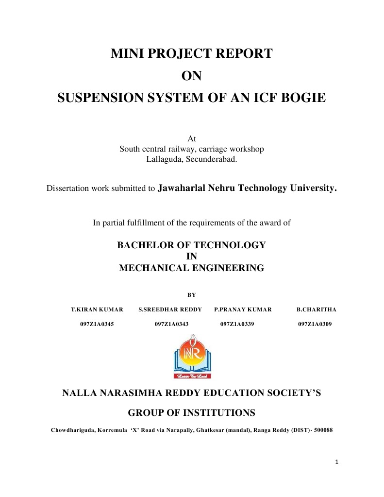 Mini Project On Suspension System Icf Bogie | PDF | Suspension (Vehicle ...