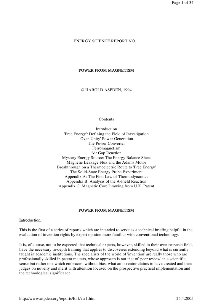 Aspden - Power From Magnetism (2004) | PDF | Inductor | Transformer