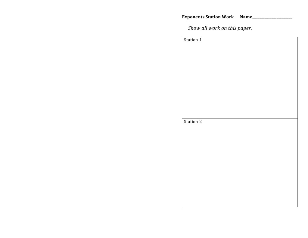 Exponents Station Worksheet Template | PDF | Teaching Methods & Materials