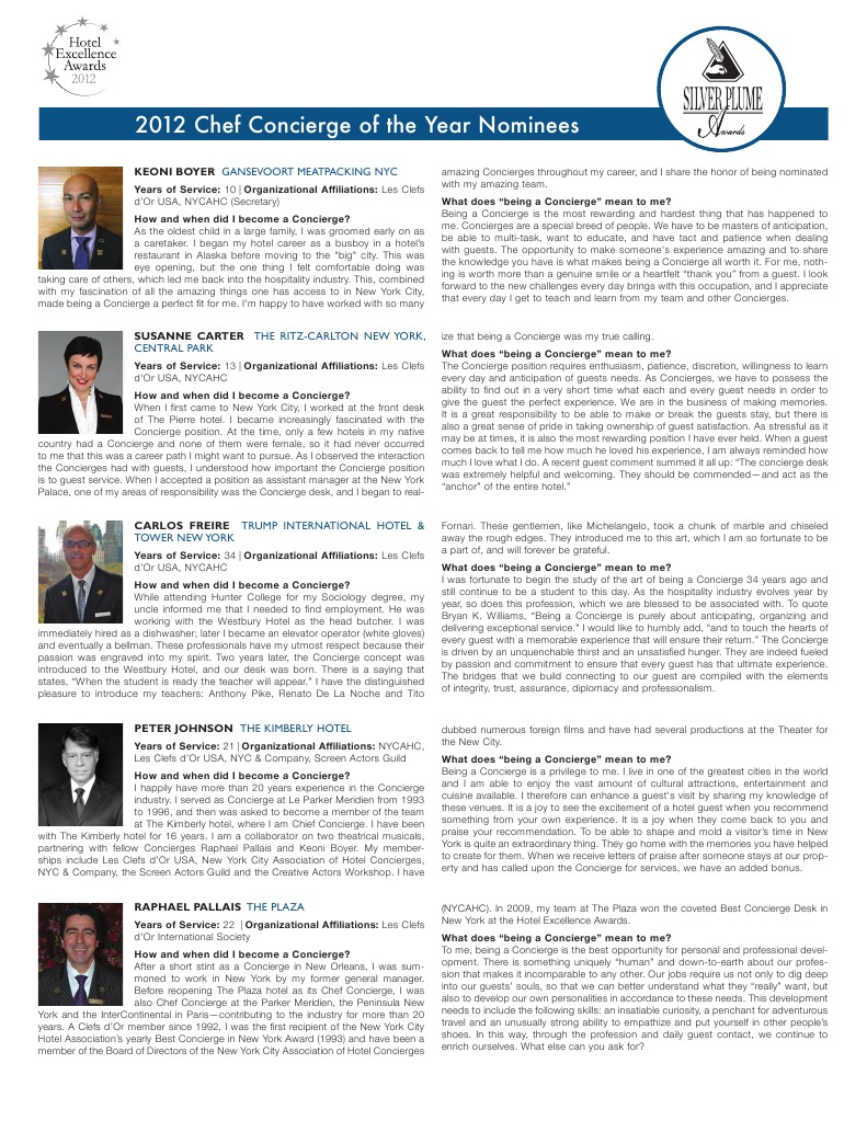 Chef Concierge of The Year | PDF | Hotel And Accommodation