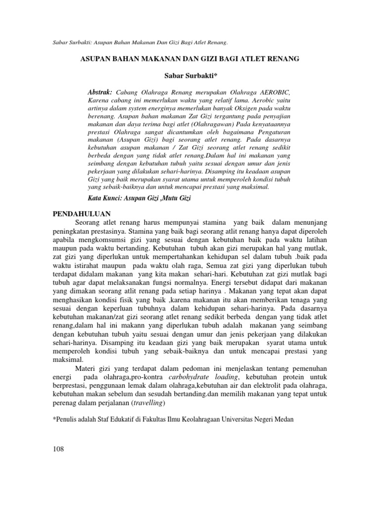 Nutrisi Optimal untuk Atlet Renang | PDF | Kesehatan Holistik