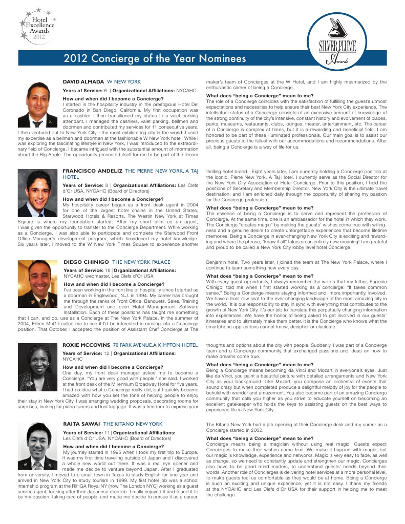 Concierge of The Year | PDF | Hotel | Hotel And Accommodation