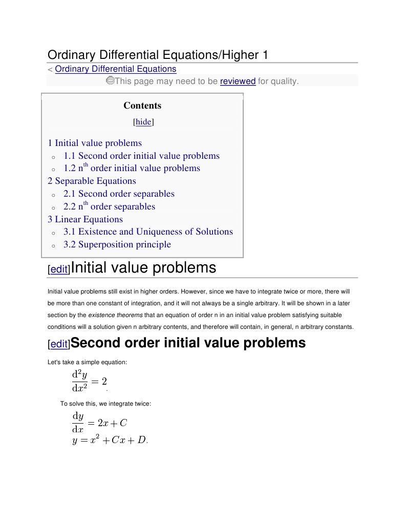 Initial Value Problems: Ordinary Differential Equations/Higher 1 ...