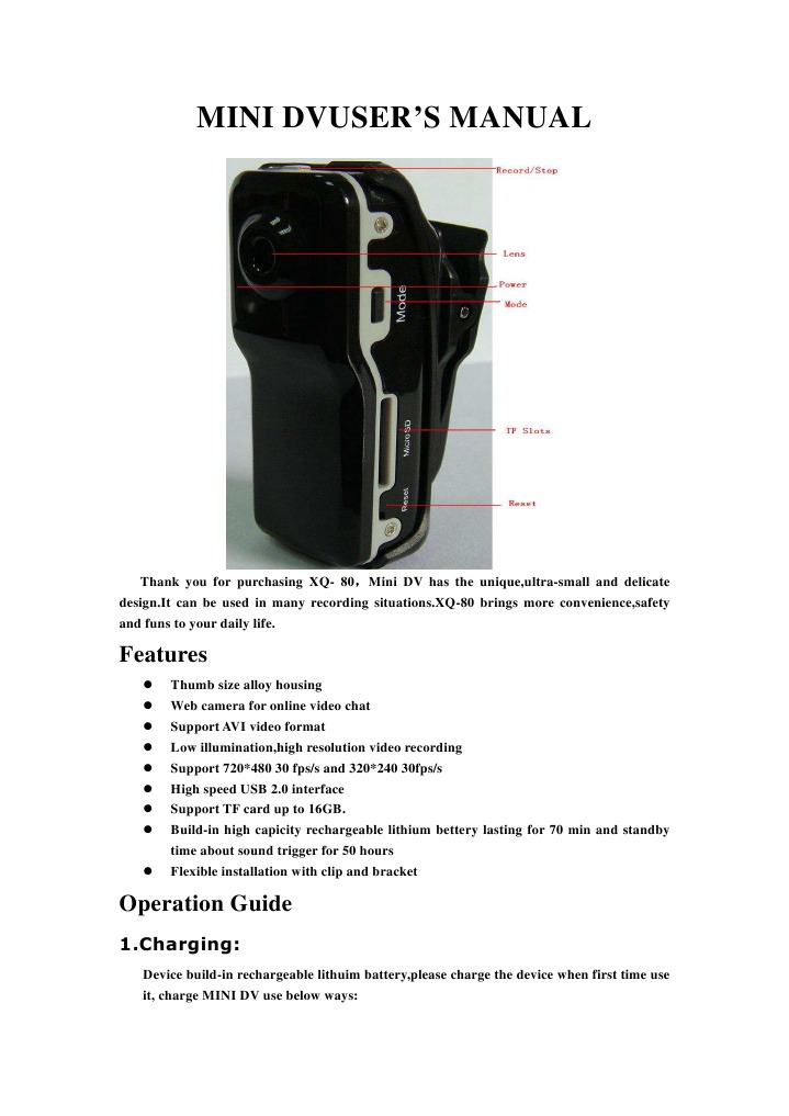 Mini-DV Digital-Recorder USER MANUAL | PDF | Secure Digital | Computer ...