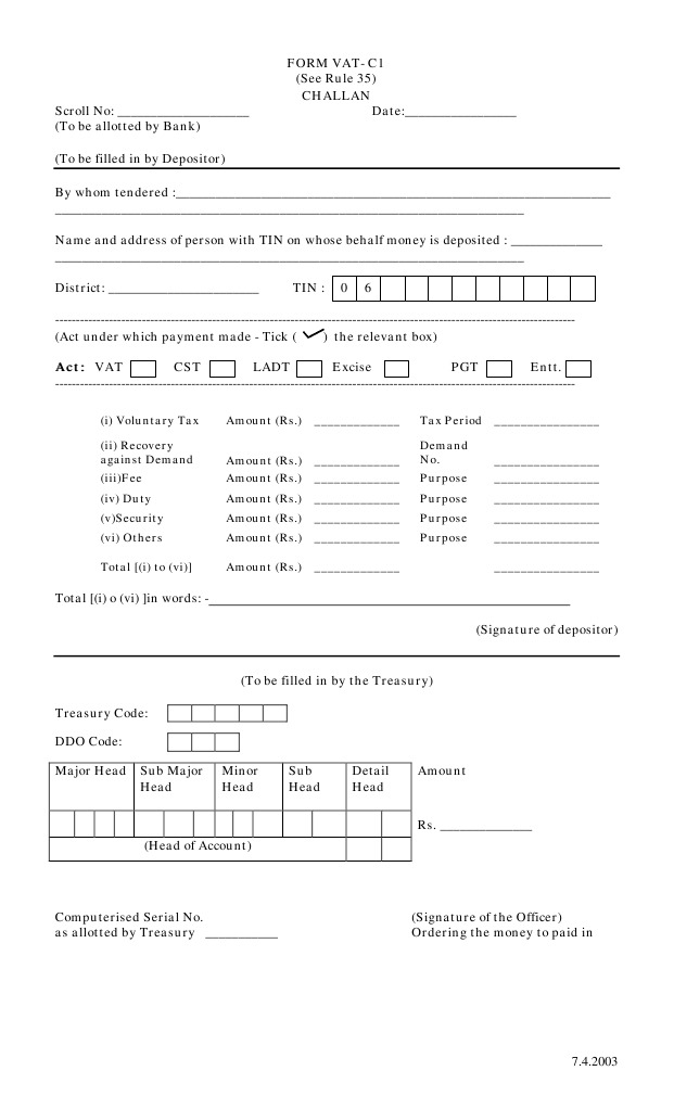 Challan Form and Supporting Documents for Tax Payment and Purchase ...