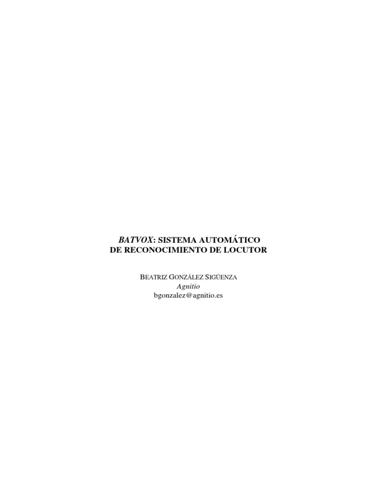 BATVOX: Reconocimiento Automático de Locutor | PDF | Probabilidad ...
