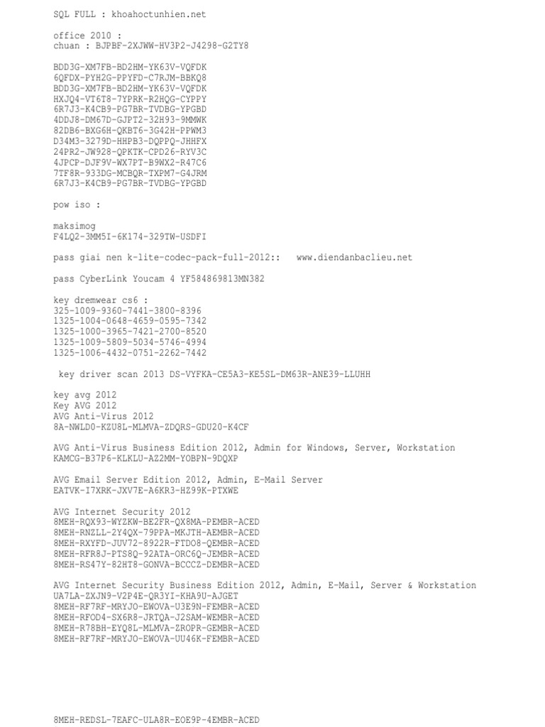Key Phan Mem | PDF | Computers