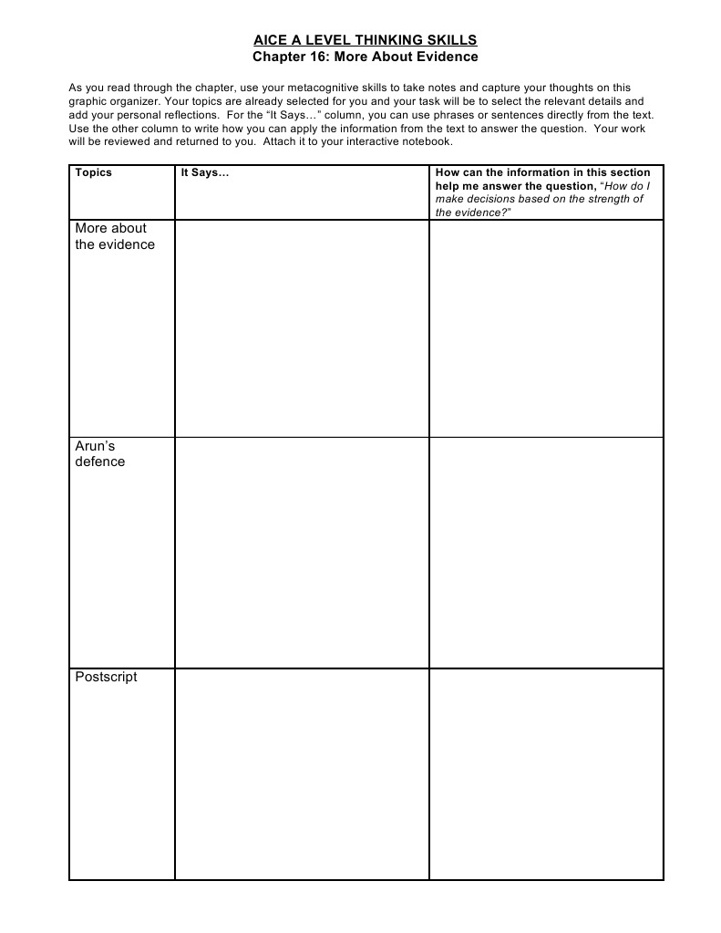 Aice A Level Thinking Skills Chapter 16: More About Evidence | PDF ...