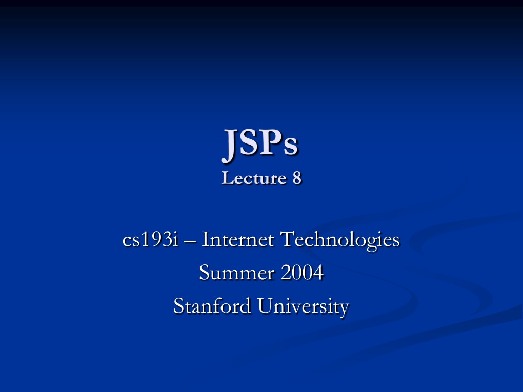 Cs193i - Internet Technologies Summer 2004 Stanford University | PDF ...