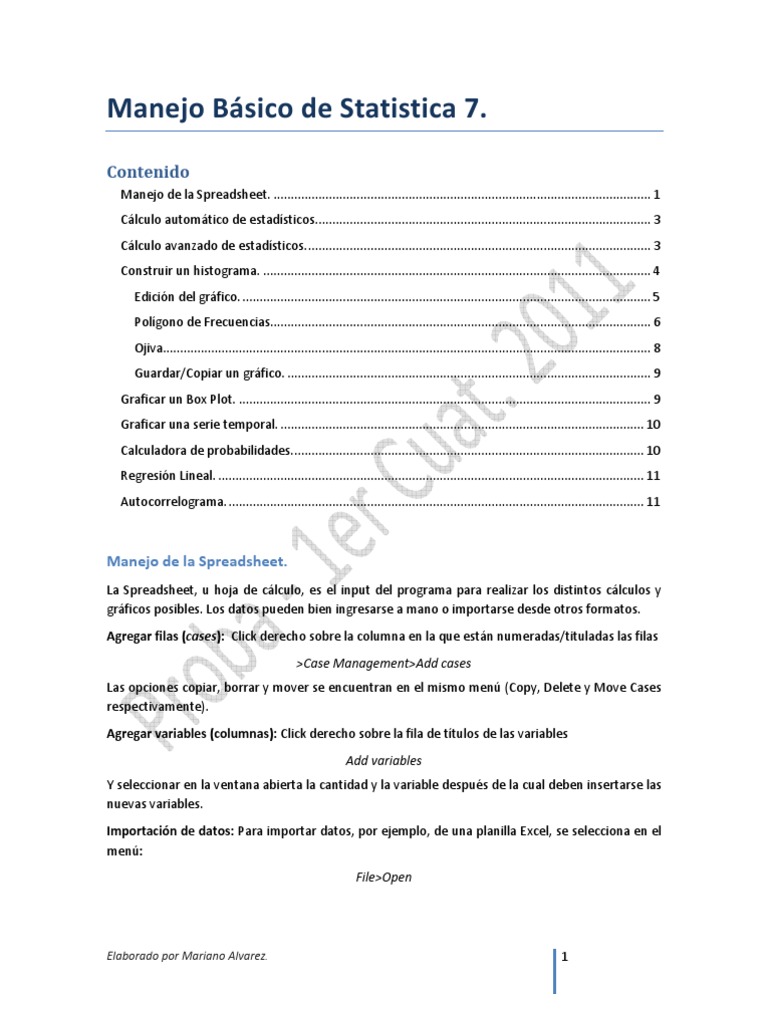 Guía de Statistica 7: Gráficos y Estadísticas | PDF | Histograma ...