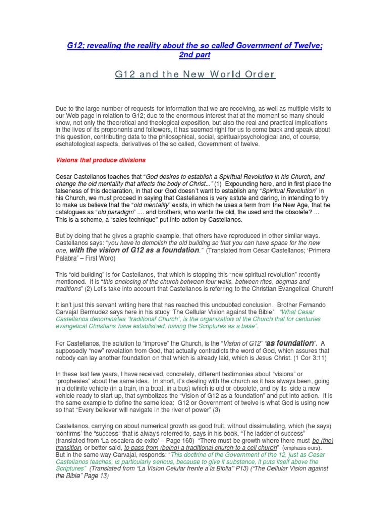 G12 and The New World Order: G12 Revealing The Reality About The So ...