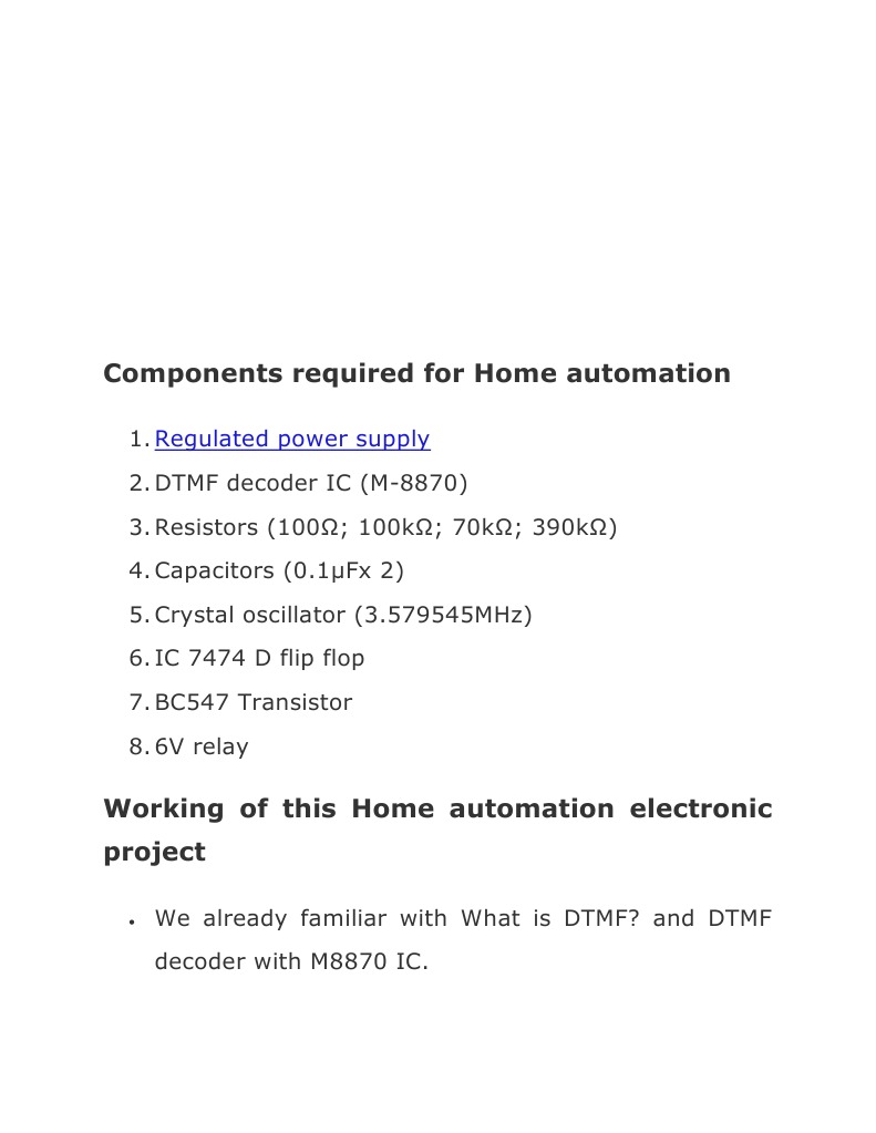 Components Required For Home Automation | PDF