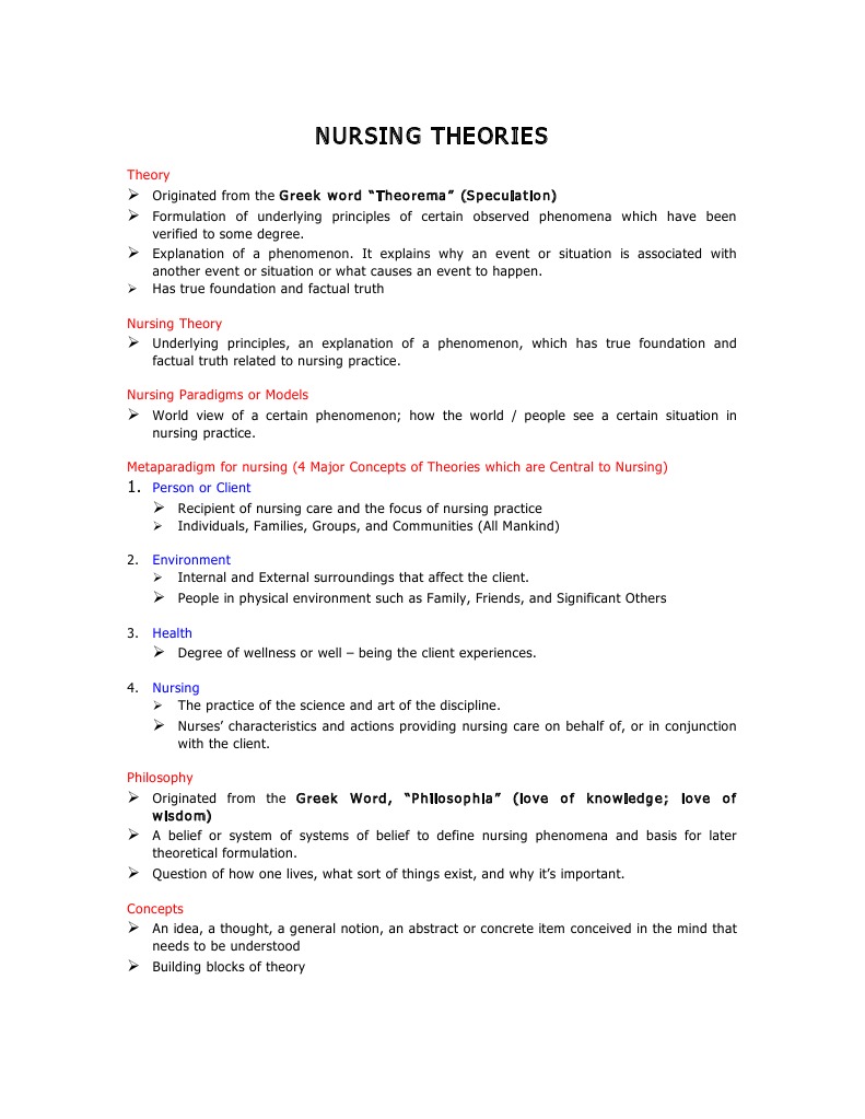 Introduction To Nursing Theories | PDF | Theory | Nursing