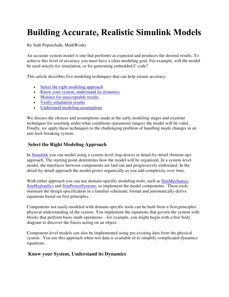 Building Accurate, Realistic Simulink Models | PDF | Computer ...