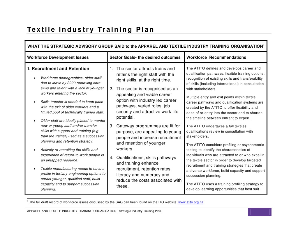 The Textile Industry Training Plan | PDF | Workforce Development ...